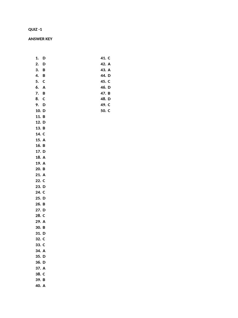 QUIZ-1 Answer Key | PDF