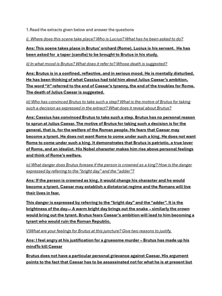 Brutus' Dilemma in Julius Caesar Act 2 | PDF | Julius Caesar | Mark Antony