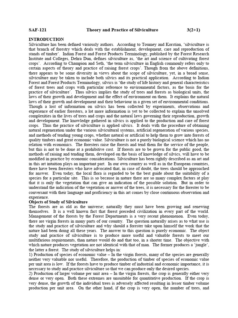 Theory and Practice of Silviculture | PDF | Root | Trees