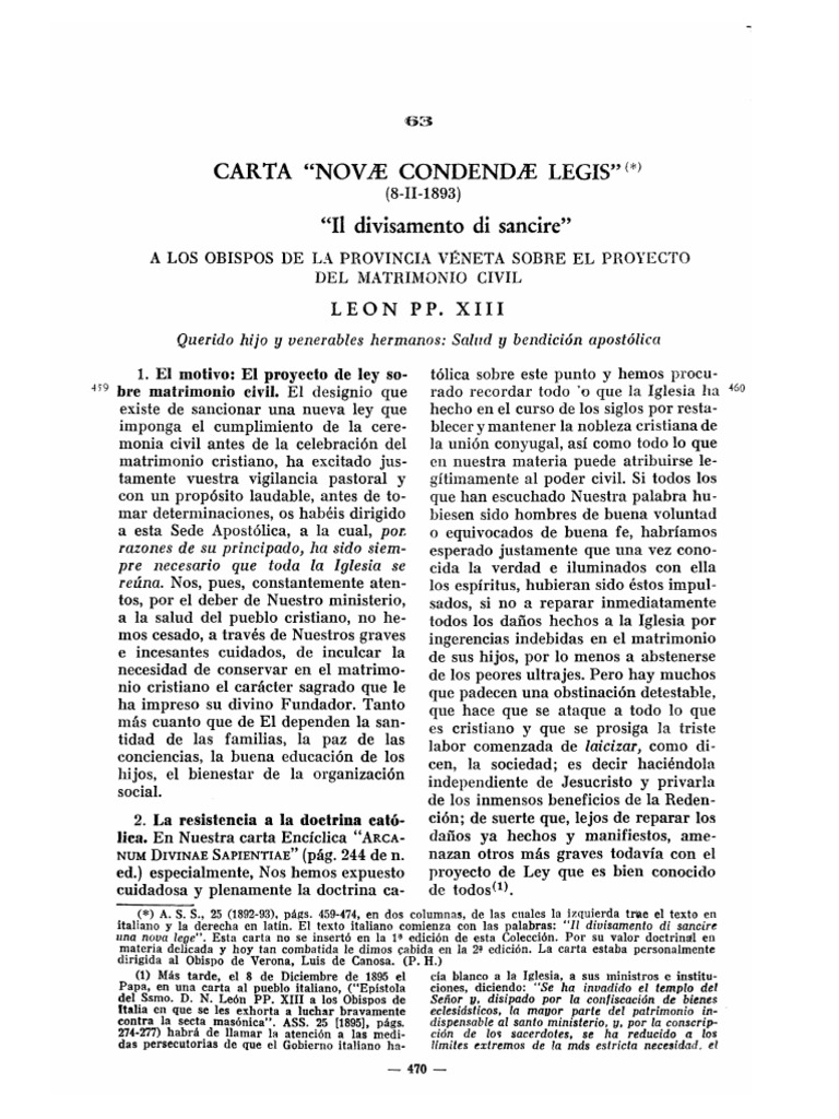 63 - Novae Condendae Legis - Pio IX | PDF | Matrimonio