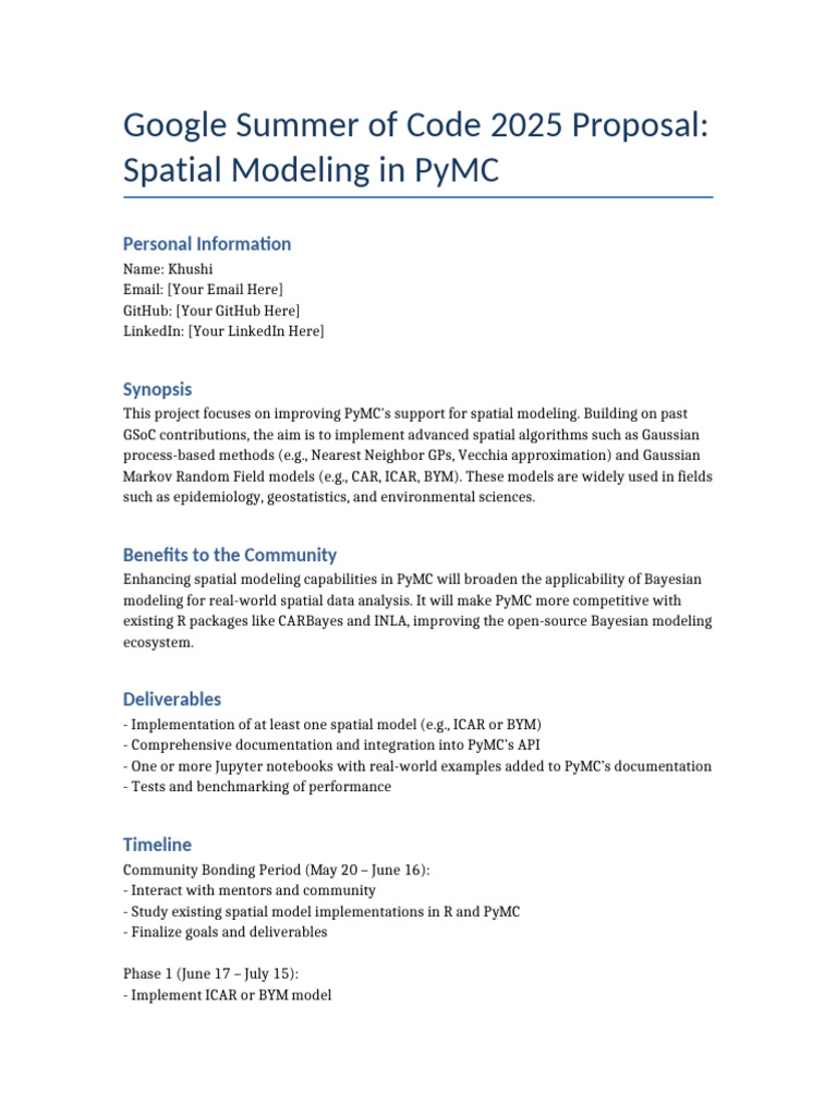 PyMC GSoC Proposal Khushi | PDF | Statistics | Machine Learning