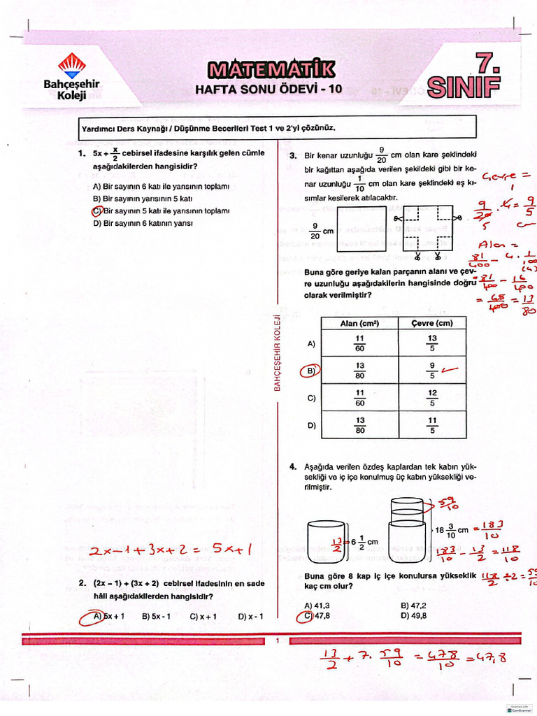 Hafta Sonu Odevi 10 Cozum | PDF