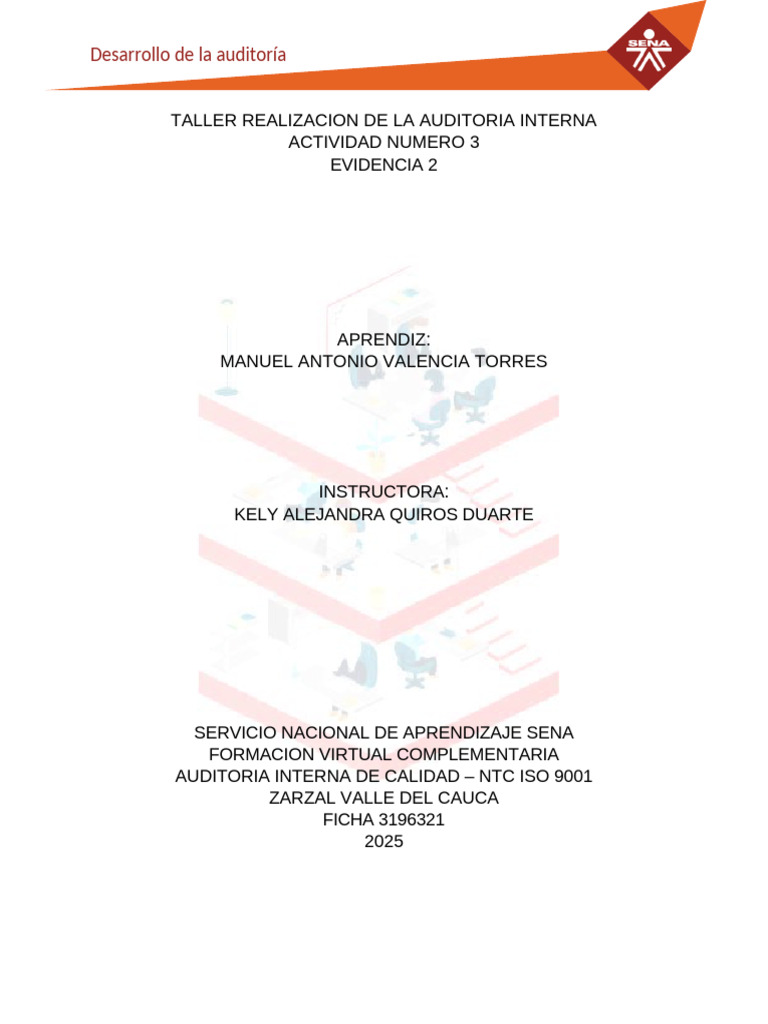 Formato - Evidencia - AA3 - Ev2 - Taller Auditoria Interna | PDF | Auditoría | Contralor