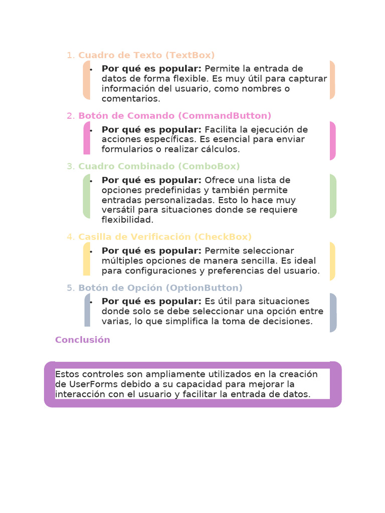Controles Clave en UserForms de VBA | PDF | Entorno de desarrollo integrado | Básico