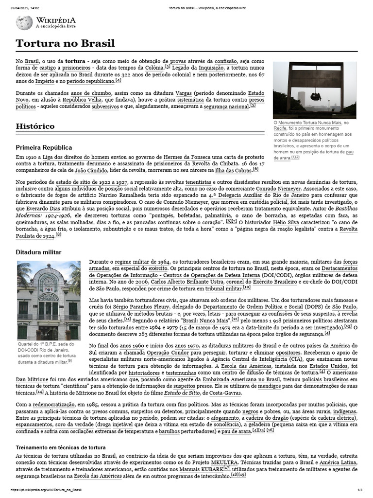 Tortura no Brasil: História e Impactos | PDF | Brasil