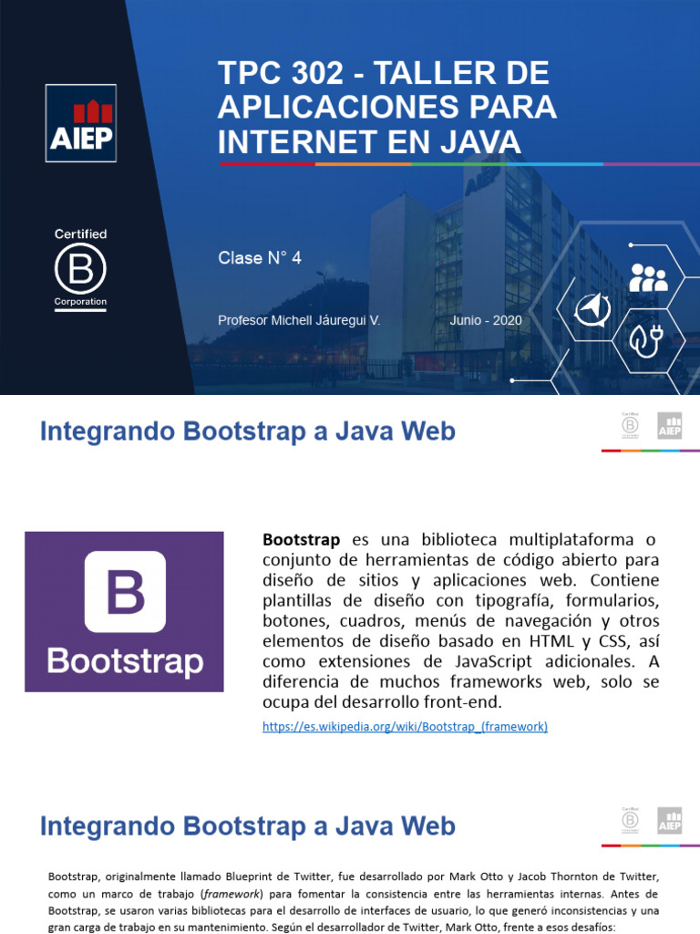 Clase - 4-TPC 302 - Taller de Aplicaciones para Internet en Java | PDF | Script Java | Bootstrap ...