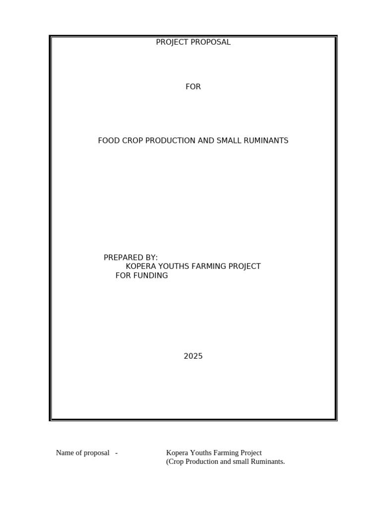 Kopera Youths Farming Project Proposal | PDF | Agriculture | Foods