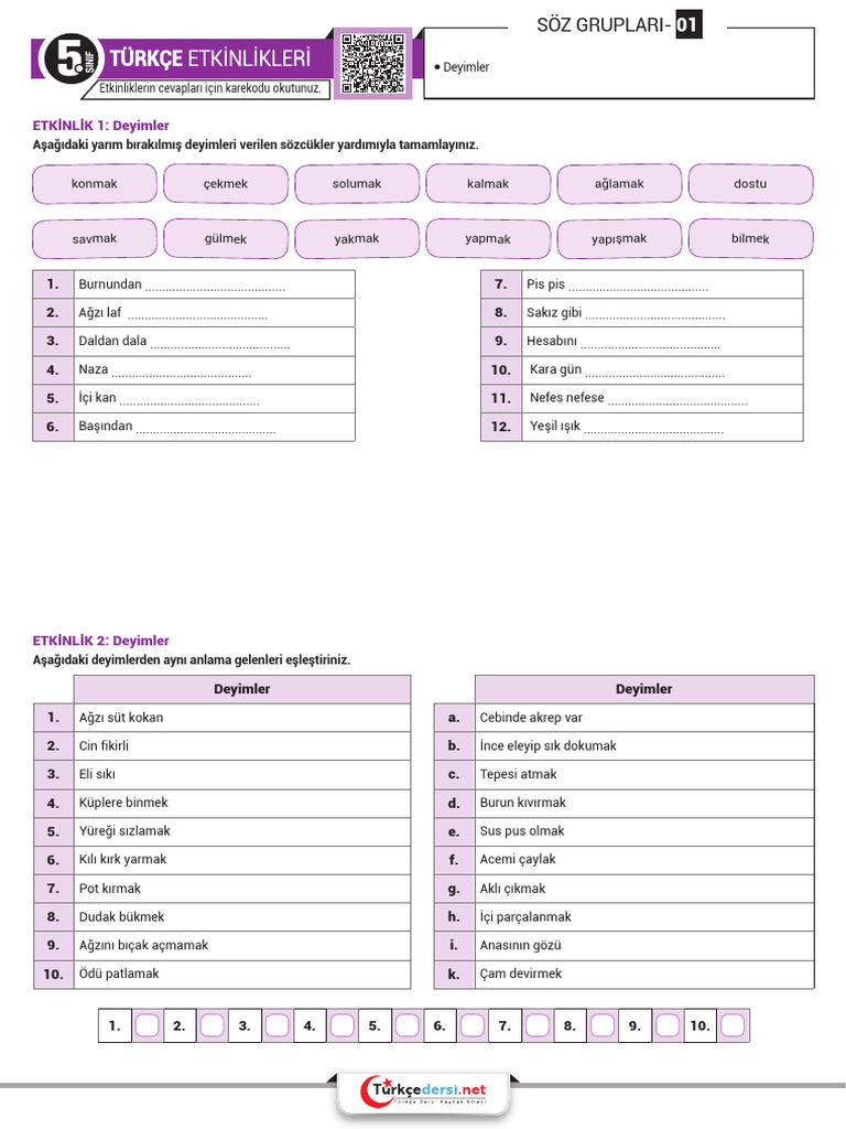 Sinif Indirilebilir Etkinlik Soz Gruplari 01 | PDF