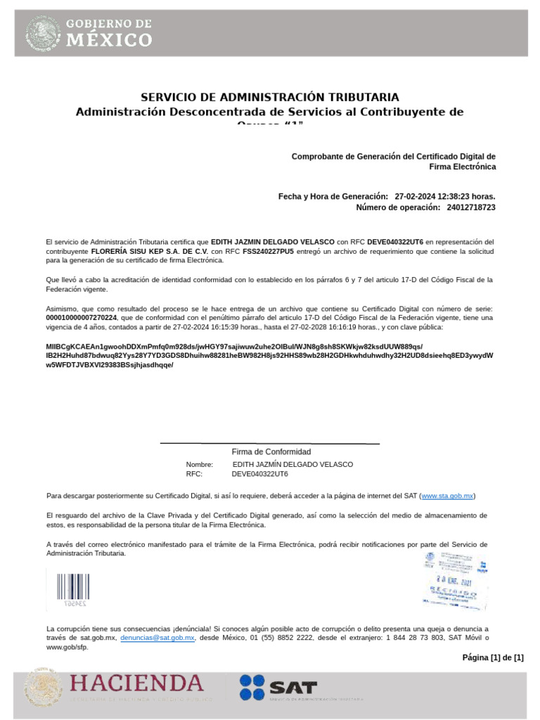 Certificado Digital de Firma Electrónica | PDF