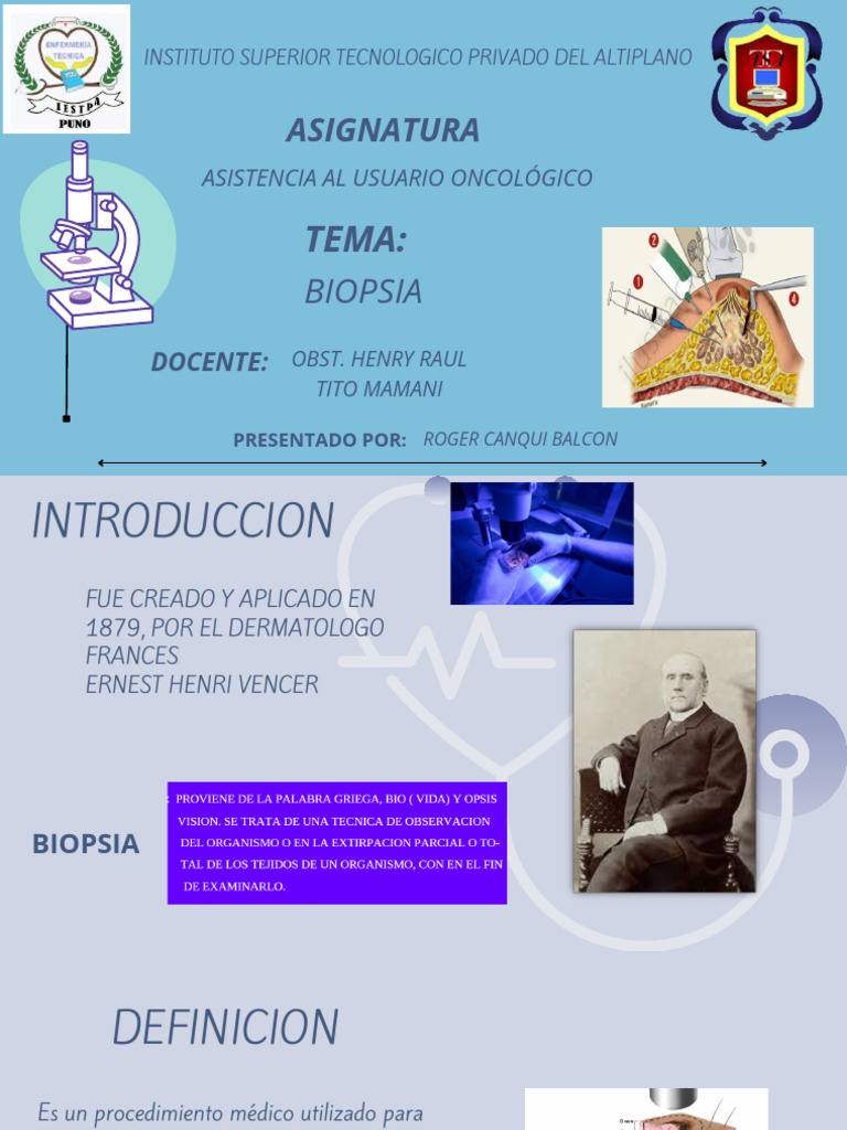 Biopsia: Tipos y Procedimiento Médico | PDF | Biopsia | Cáncer