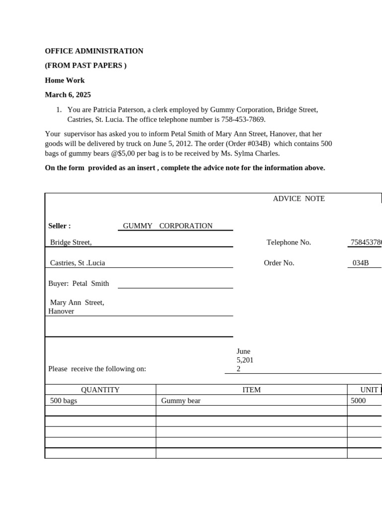 Office Administration - Home Work Mid Term March 2025 | PDF