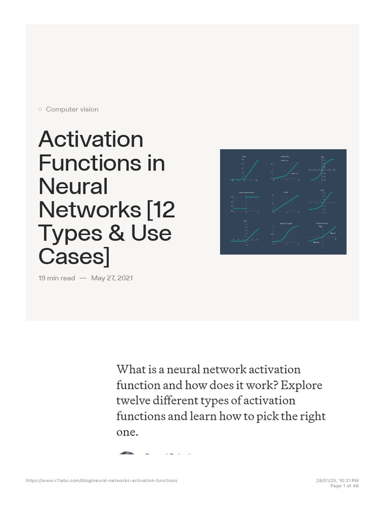 Activation Functions in Neural Networks [12 Types & Use Cases] | PDF ...