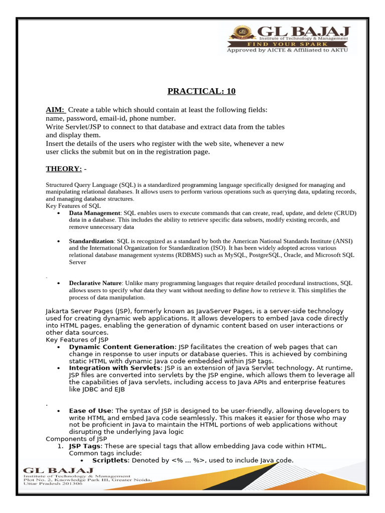 Web - Technology Prac10 Sap | PDF | Databases | Sql