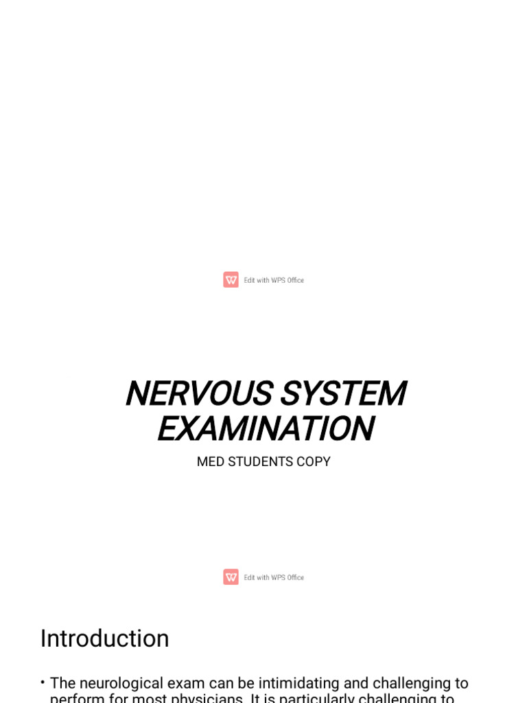 Neurological Examination Guide for Med Students | PDF | Human Head And ...
