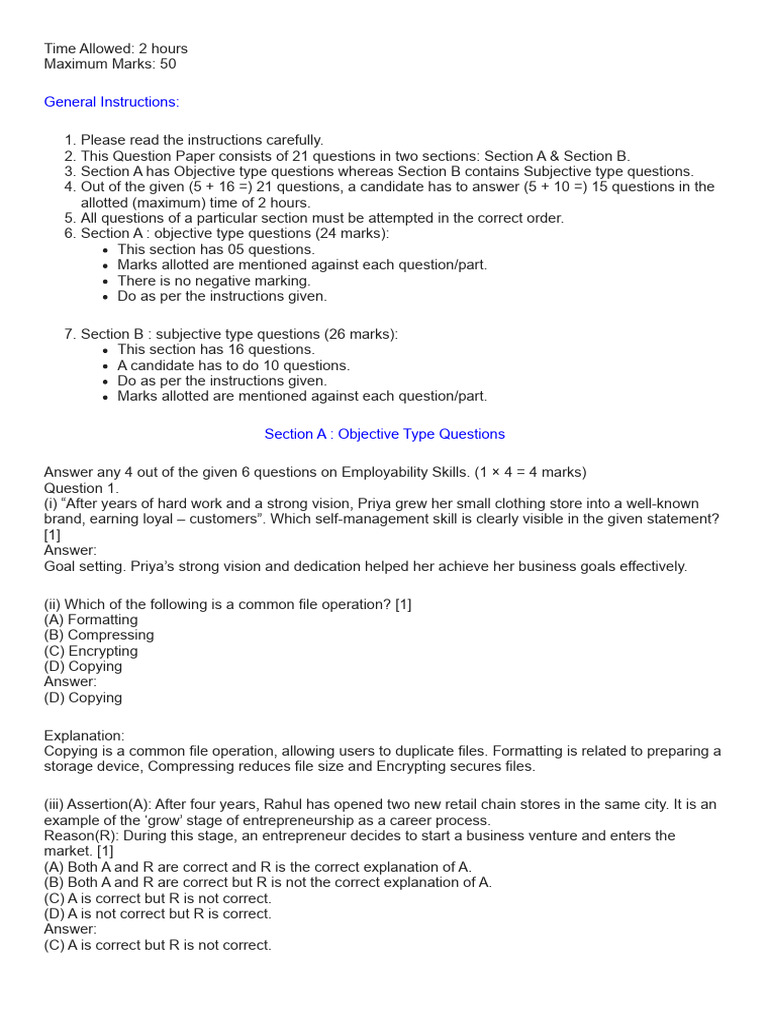 CBSE Sample Papers For Class 10 AI Set 1 With Solutions | PDF ...