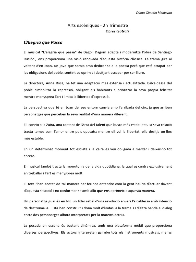 Arts Escèniques - 2n Trimestre | PDF