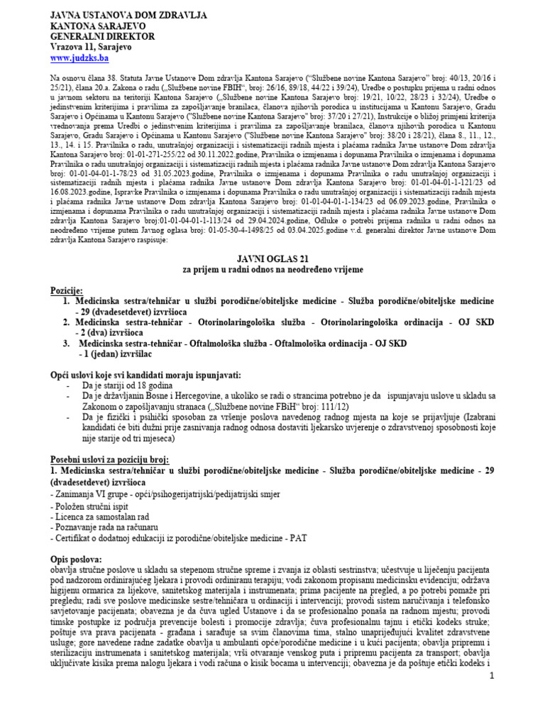 Tekst Javnog Oglasa 21 | PDF