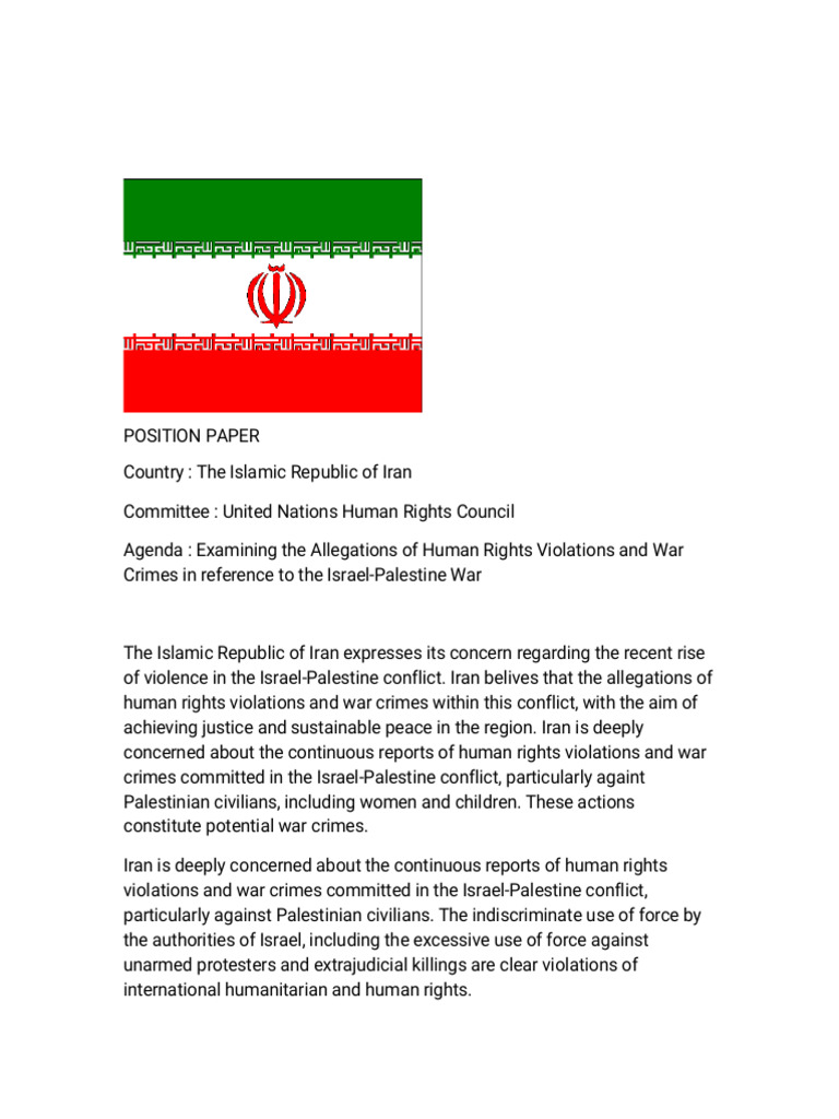 Position Paper of Iran UNHRC NOMUN | PDF