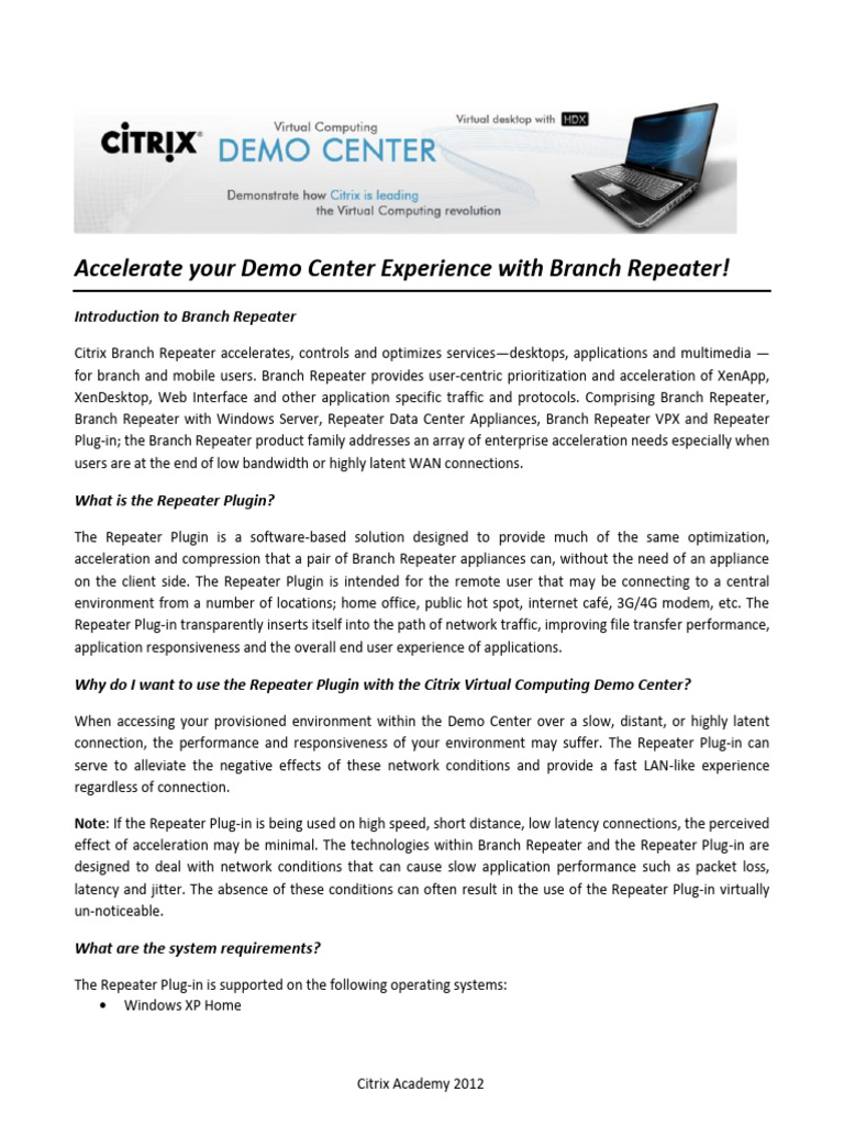 Optimize Citrix with Branch Repeater | PDF | Computer Network | Domain ...
