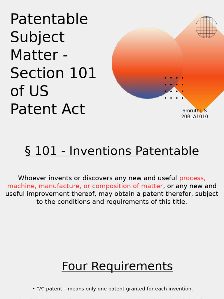 Patent Eligibility Under US Patent Act | PDF | Intellectual Property ...