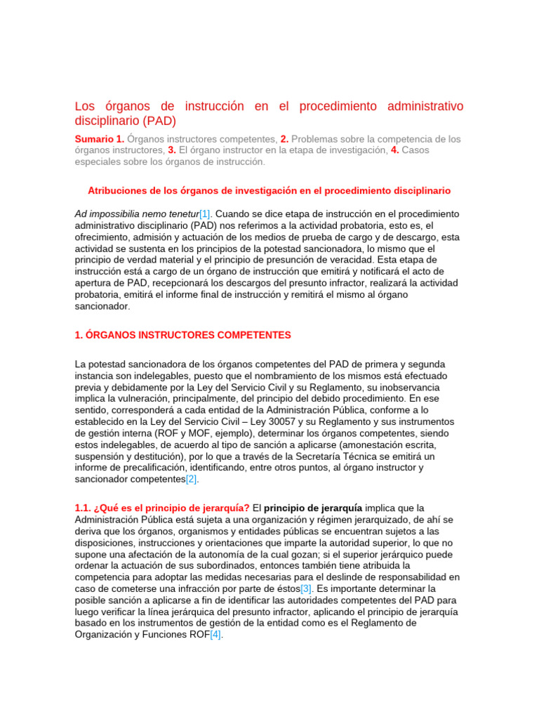 Los Órganos de Instrucción en El Procedimiento Administrativo Disciplinario | PDF | El proceso ...