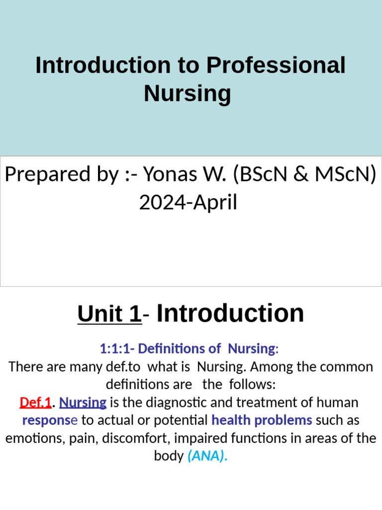 Introduction To Nursing | PDF | Nursing | Florence Nightingale