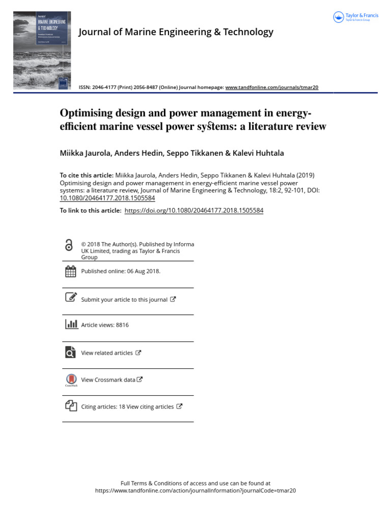 Optimising Design and Power Management in Energy-Efficient Marine Vessel Power Systems A ...