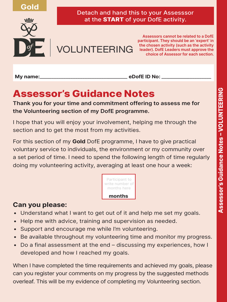 DofE Volunteering Assessor Guidance | PDF | Emergency | Volunteering