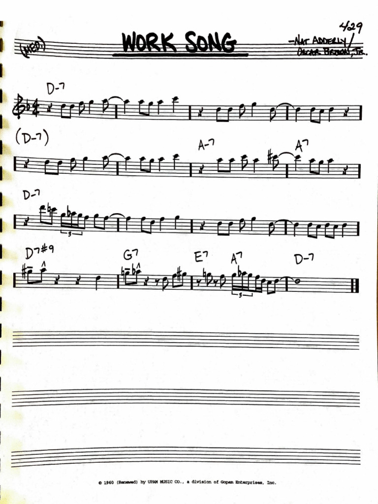 Work Song EB Lead Sheet | PDF