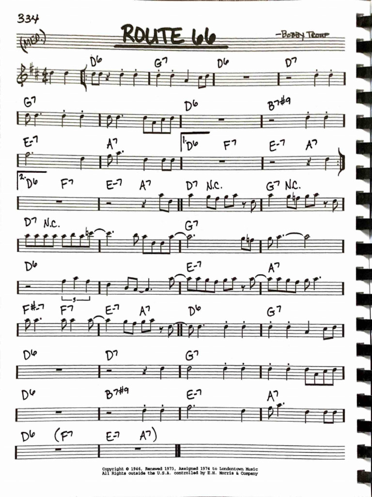 Route 66 Eb Lead Sheet | PDF
