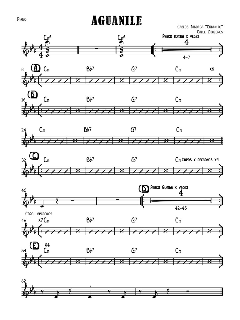 Aguanile - Piano | PDF