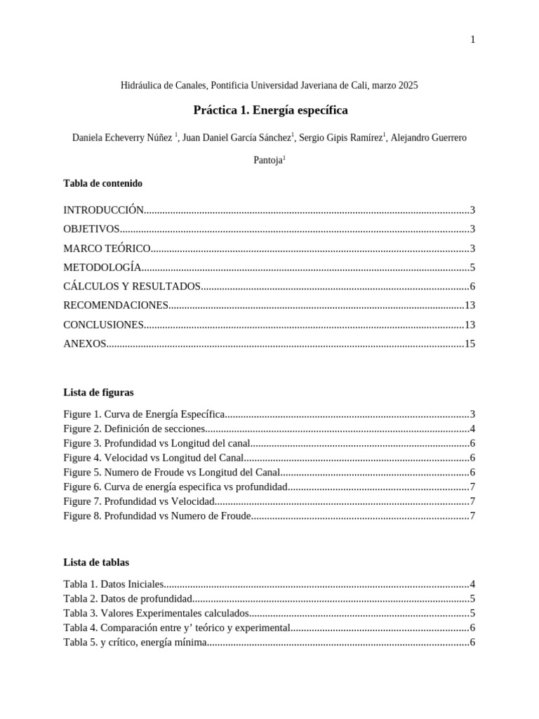 L1 - Energía Específica | PDF | Medición | Flujo