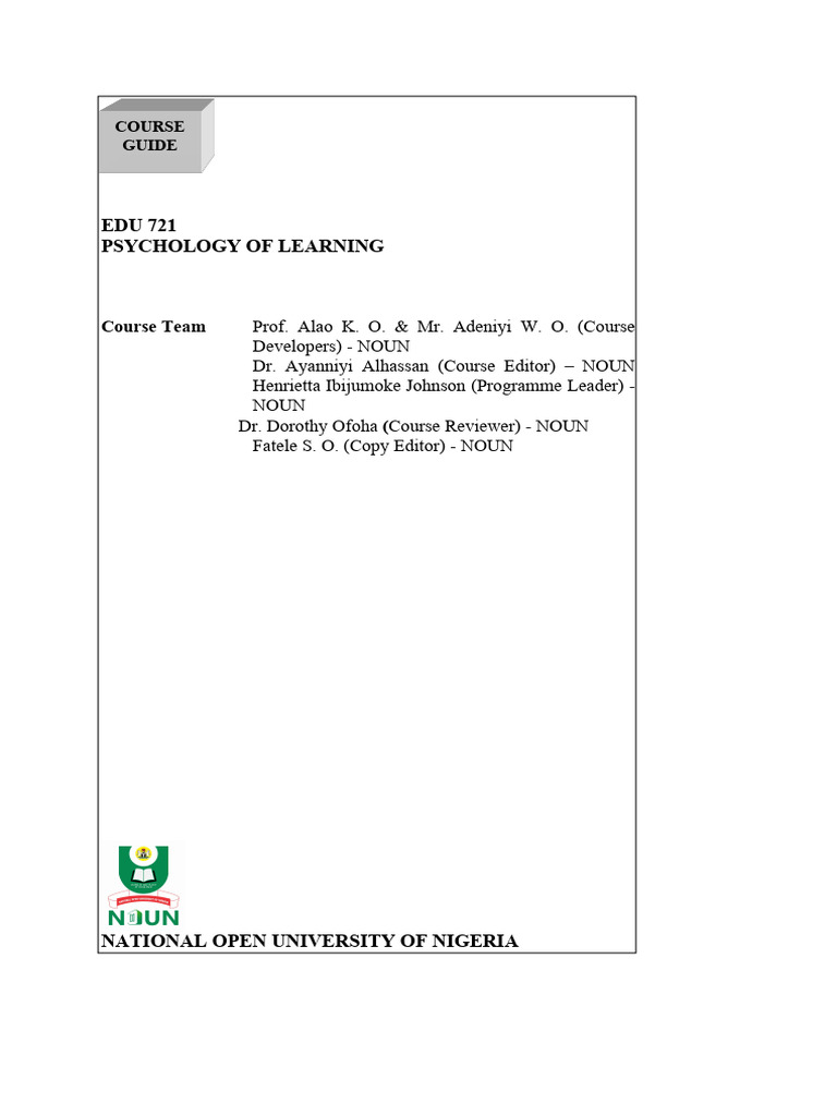 Edu 721 A | PDF | Psychology | Learning