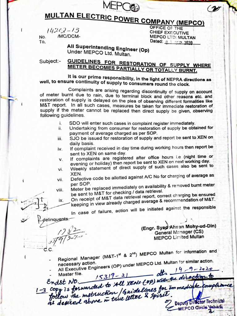 Restortion of Supply For Burnt Meter | PDF