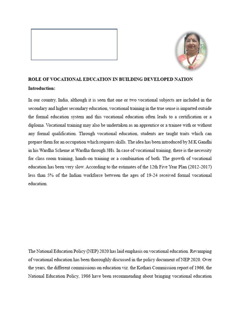 SCRIBD ROLE OF VOCL EDU IN BUILDING DEVELOPED NATION | PDF | Vocational ...