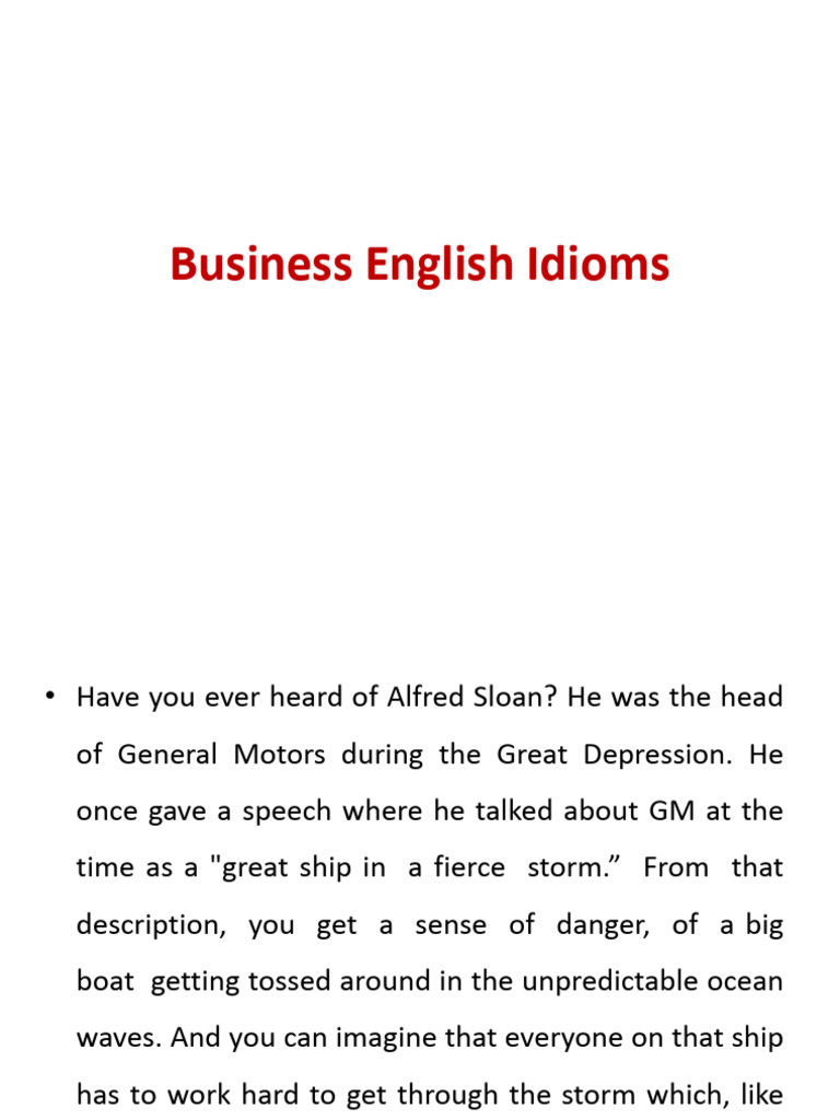 Business English Idioms Lesson 1 | PDF | Metaphor | Thought