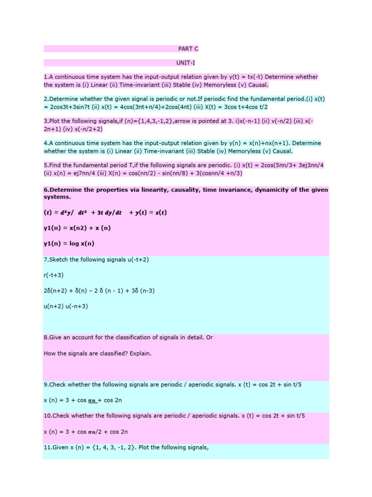 Ss Partc Questions | PDF | Fourier Transform | Spectral Density