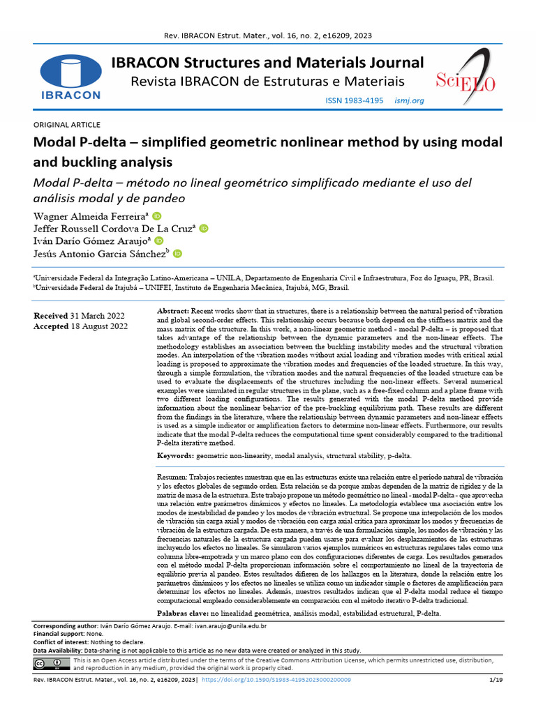 Simplified Modal P-Delta Method | PDF | Normal Mode | Buckling