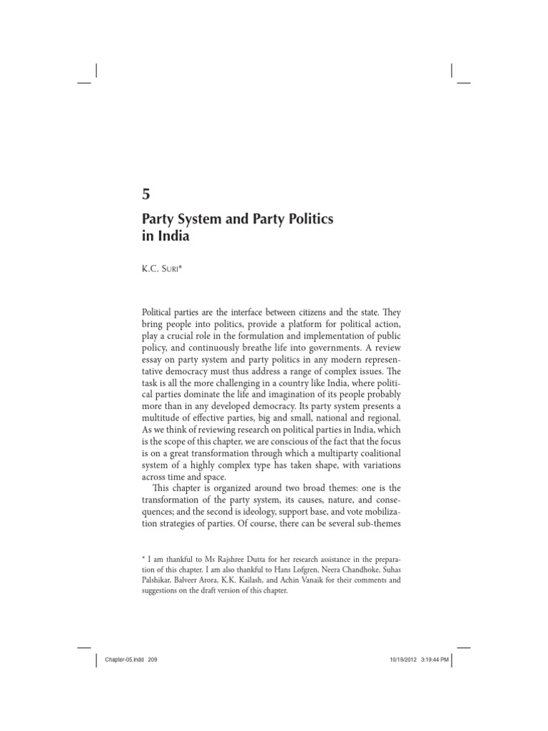 Evolution of India's Party System | PDF | Political Parties | Bharatiya ...