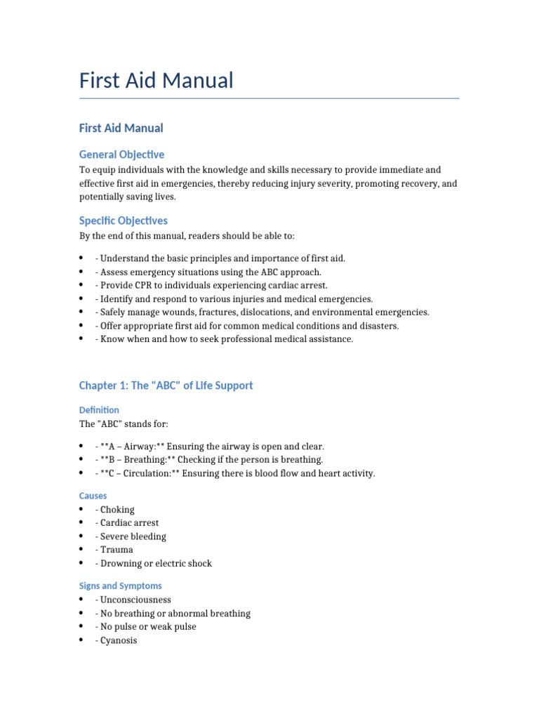 First Aid Manual | PDF