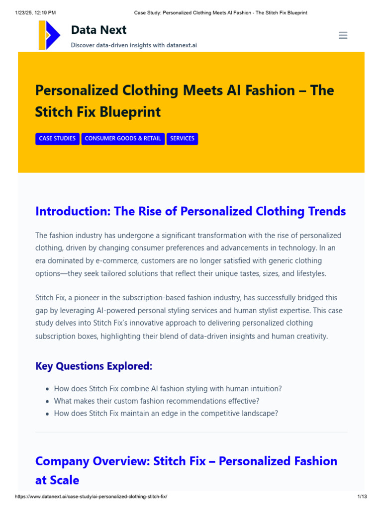 Case Study - Personalized Clothing Meets AI Fashion - The Stitch Fix Blueprint | PDF ...