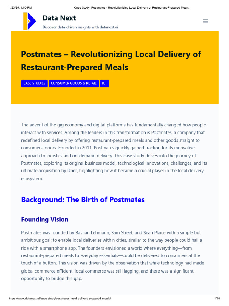 Case Study - Postmates - Revolutionizing Local Delivery of Restaurant ...