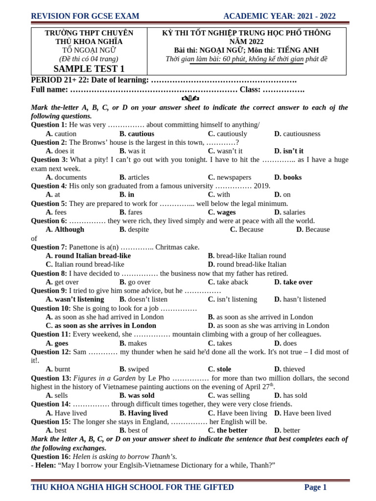 12 Sample Tests-key | PDF | Nanotechnology
