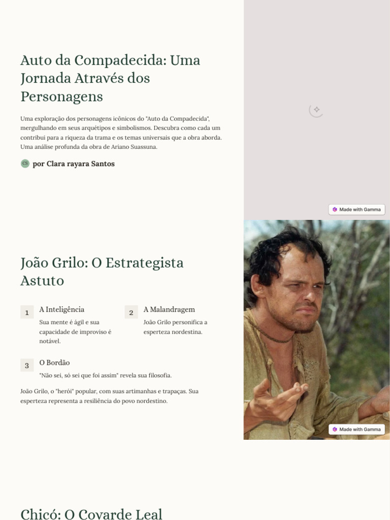 Auto Da Compadecida Uma Jornada Atraves Dos Personagens | PDF