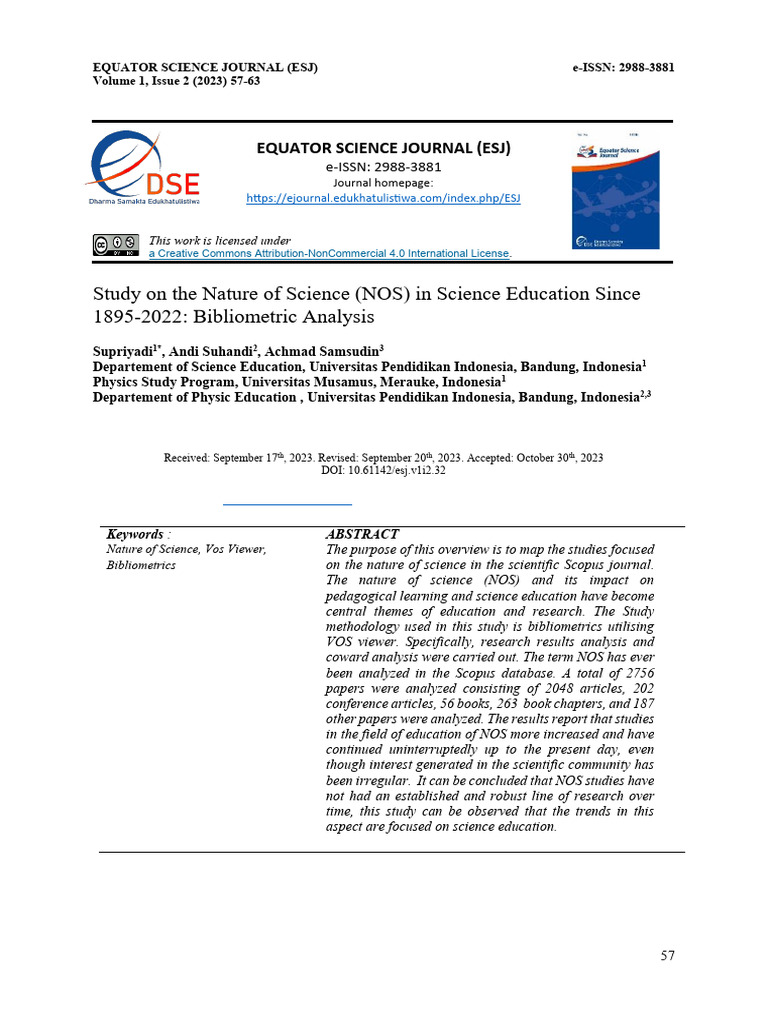 Study On The Nature of Science NOS in Science Educ | PDF | Science | Data