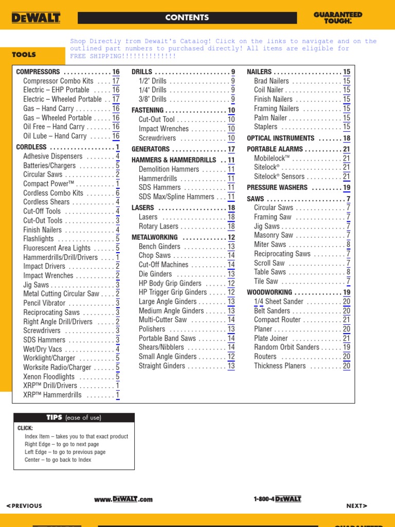 Dewalt - Tools Catalog - Buy Direct | PDF | Drill | Battery Charger