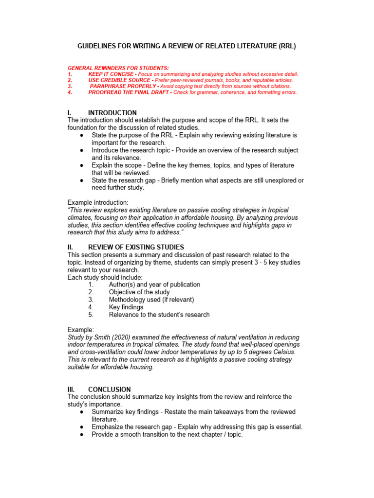 Guidelines For Writing A Review of Related Literature RRL | PDF | Citation