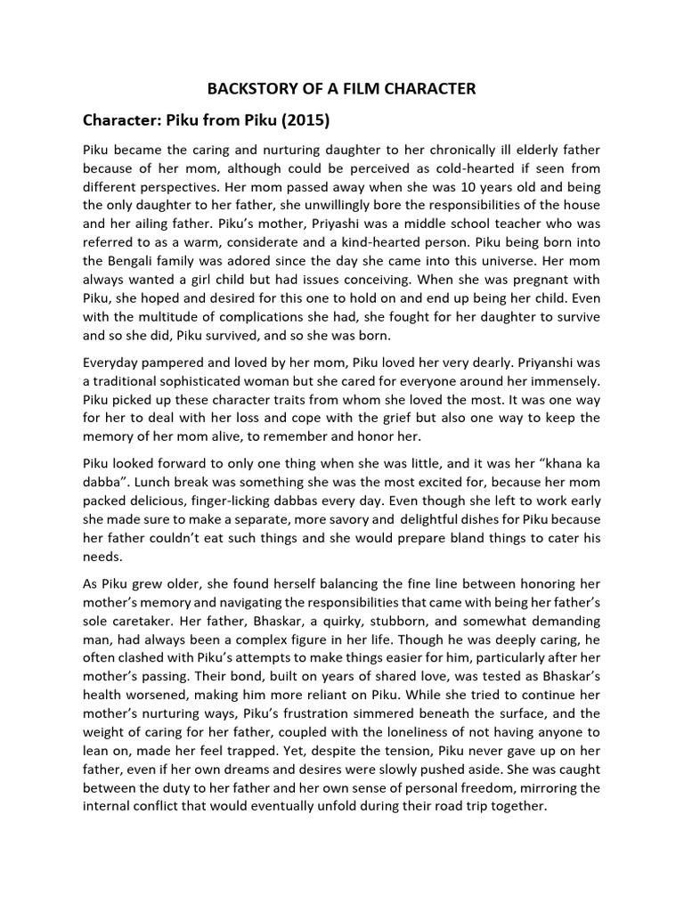 Backstory of A Character | PDF