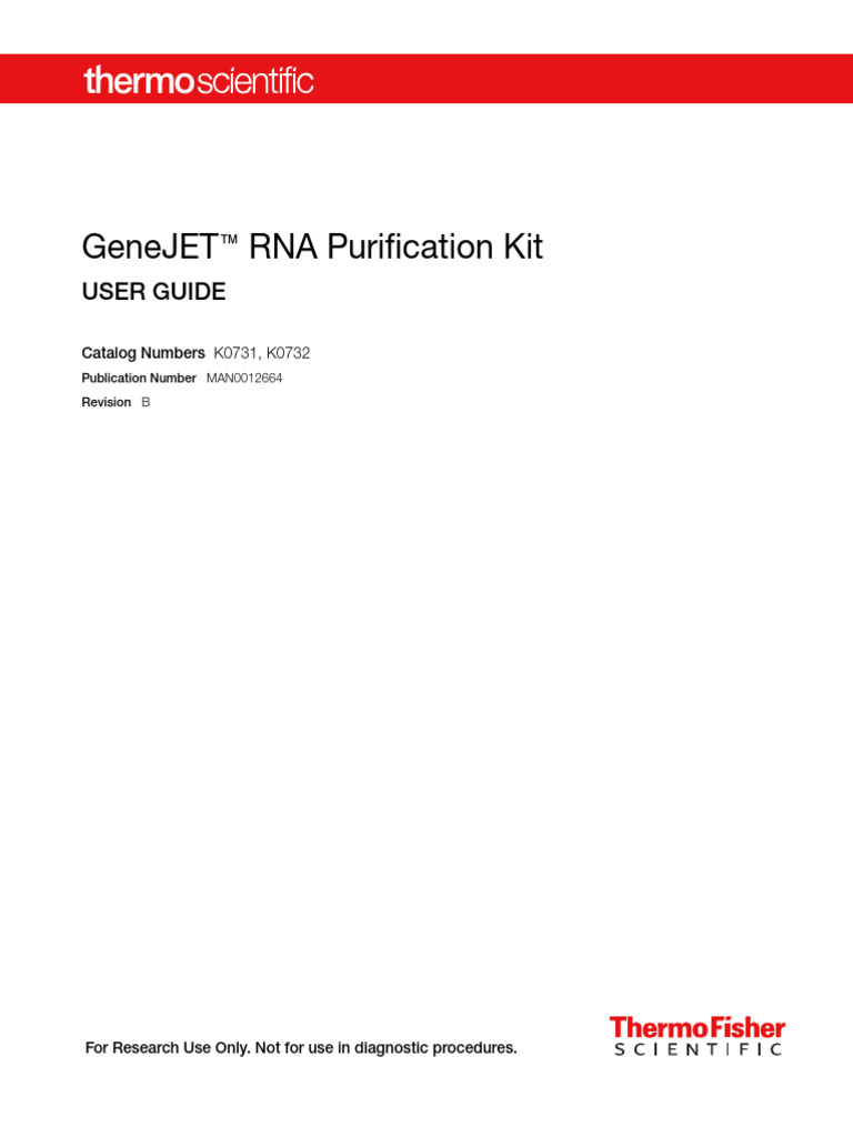 MAN0012664 GeneJET RNA Purification UG | PDF | Lysis | Protein Purification