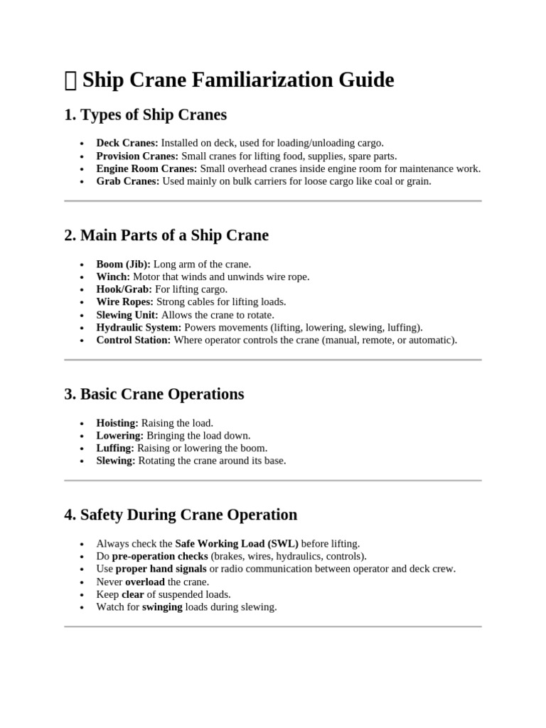 Ship Crane Familiarization Guide | PDF
